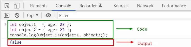 JavaScript Object.is() طریقہ | سمجھایا 10018_4