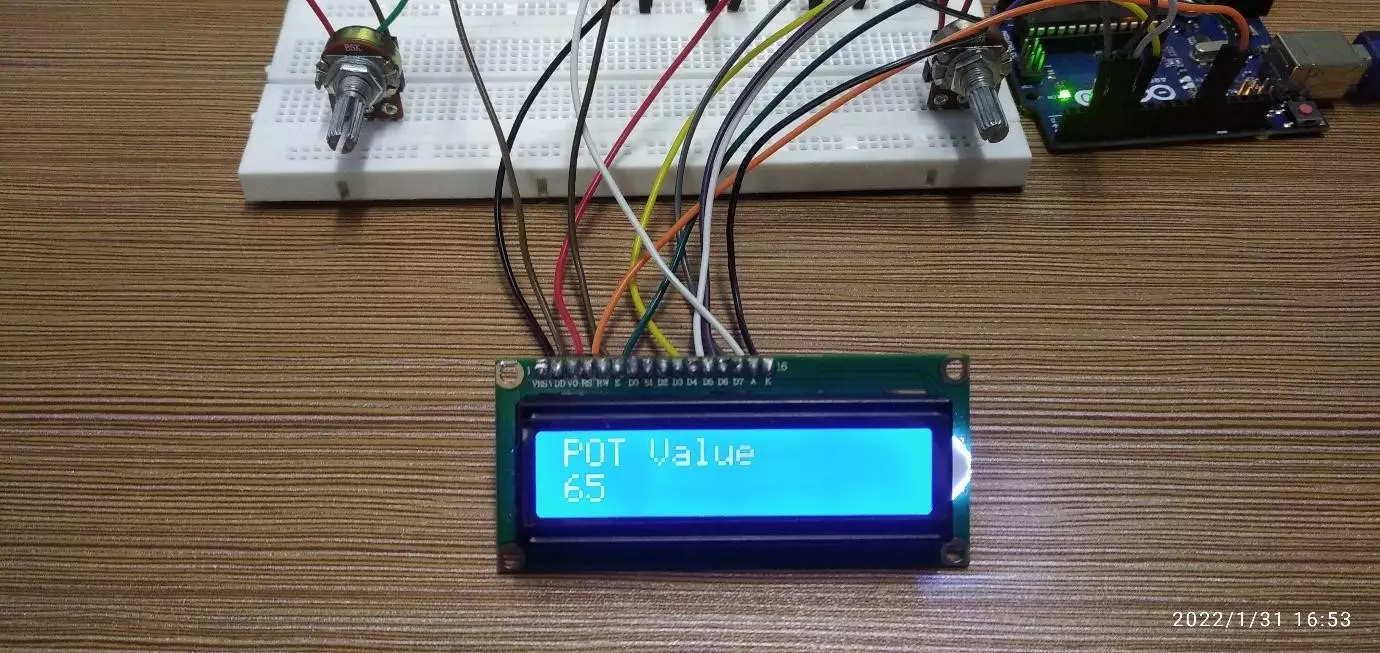 LCD Arduino ನಲ್ಲಿ Potentiometer ಔಟ್ಪುಟ್ ಅನ್ನು ಹೇಗೆ ಪ್ರದರ್ಶಿಸುವುದು 10120_4