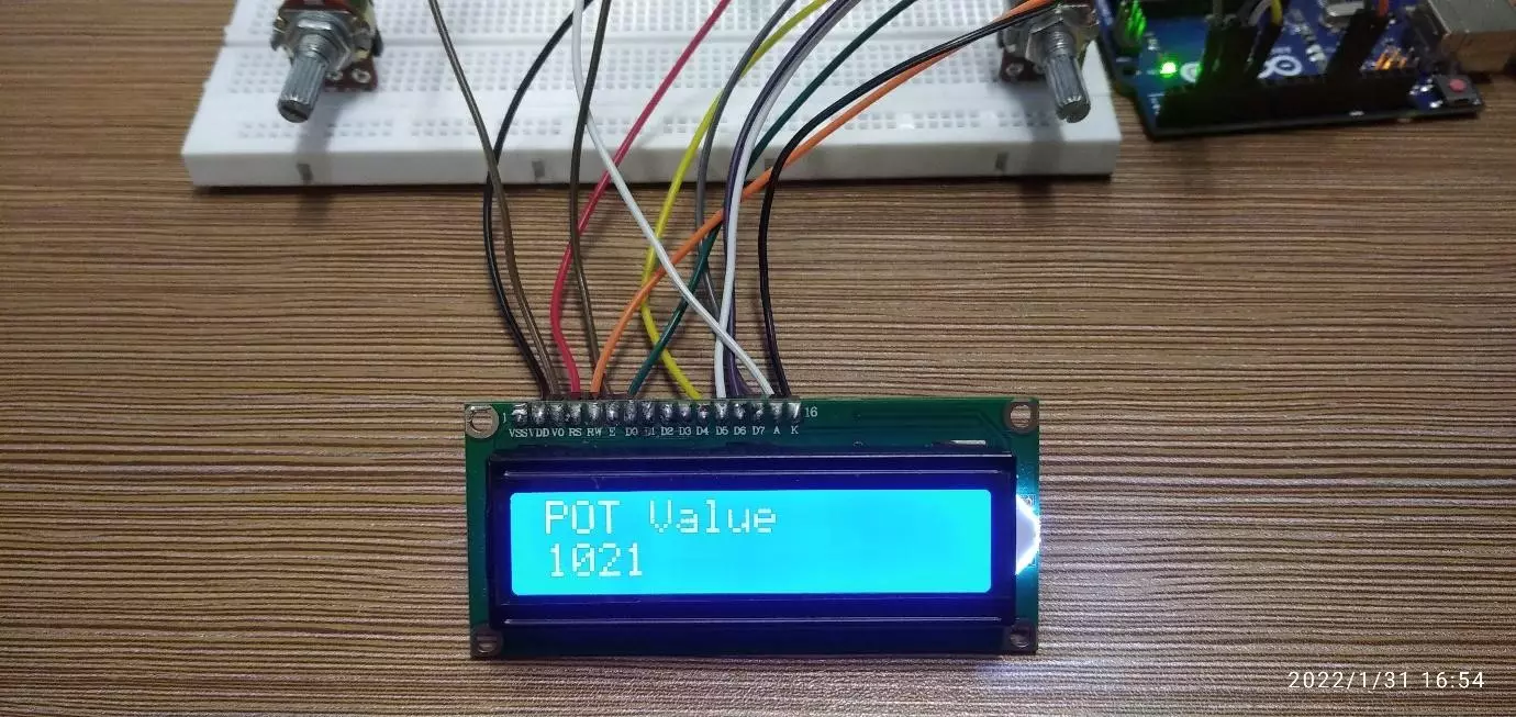 LCD Arduino ನಲ್ಲಿ Potentiometer ಔಟ್ಪುಟ್ ಅನ್ನು ಹೇಗೆ ಪ್ರದರ್ಶಿಸುವುದು 10120_5