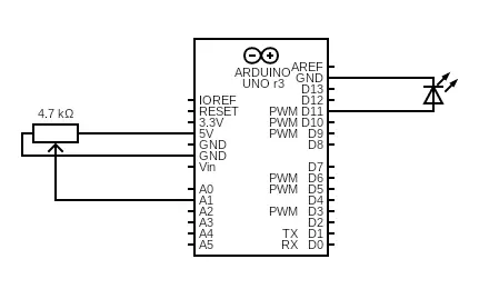 Kako nadzorovati LED s potenciometrom v Arduinu 10140_2