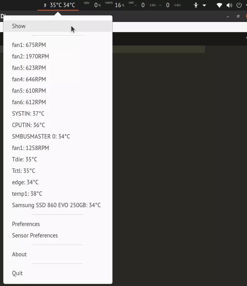 Hoe Psensor Sensor Monitor in Linux te installeren en configureren 10192_2
