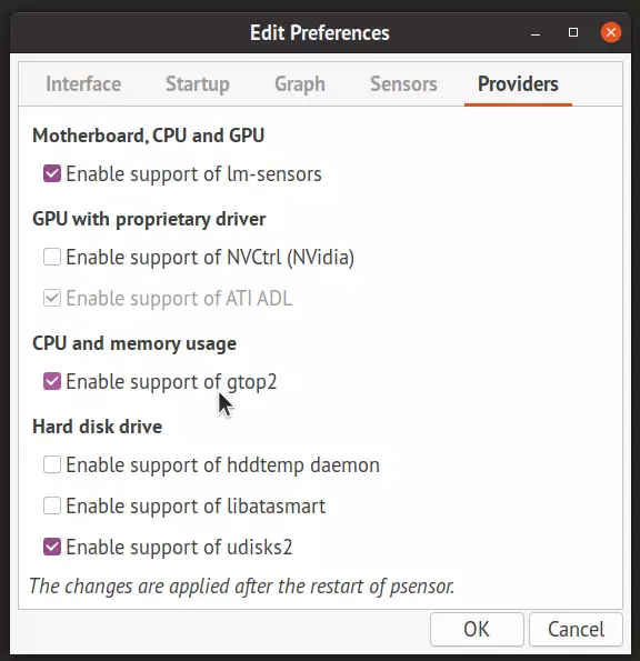Hoe Psensor Sensor Monitor in Linux te installeren en configureren 10192_4