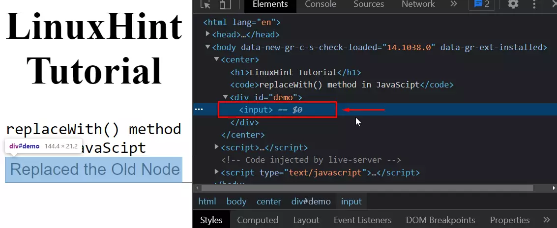 JavaScript replaceWith() metoda| Objašnjeno primjerima 10223_4