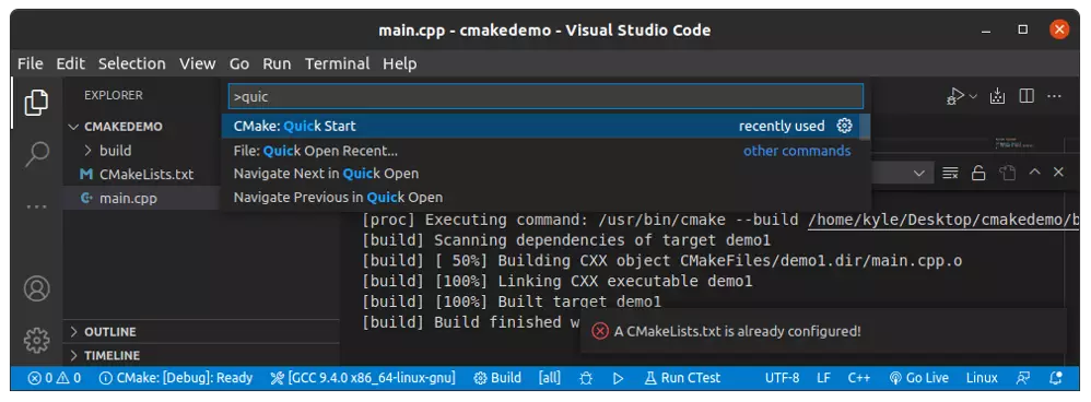 ಲಿನಕ್ಸ್ನಲ್ಲಿ CMake ಮತ್ತು CPack ನೊಂದಿಗೆ ಪ್ರಾರಂಭಿಸಲಾಗುತ್ತಿದೆ 1023_4