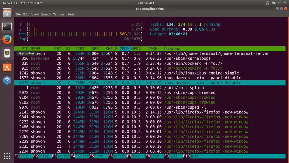 დააინსტალირეთ HTop Ubuntu-ზე 10326_16