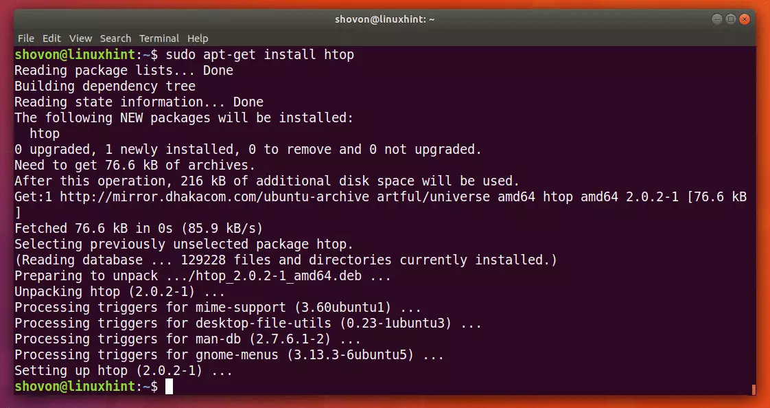 在 Ubuntu 上安裝 HTop 10326_4