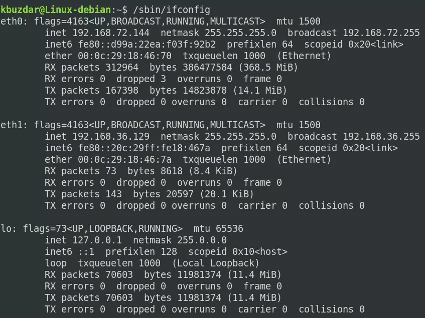 Llista les interfícies de xarxa a Debian 10 10443_3