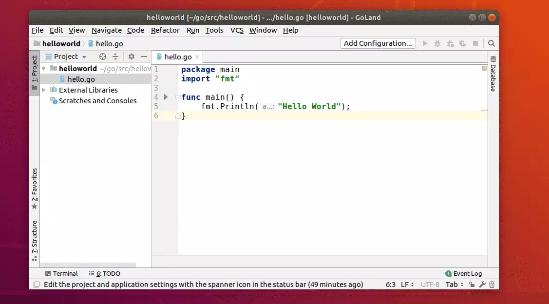 Faʻapipiʻi Jetbrains GoLand Go IDE ile Ubuntu 10464_27