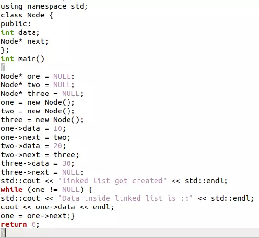 Холбоостой C++ жагсаалтыг хэвлэх 10497_2