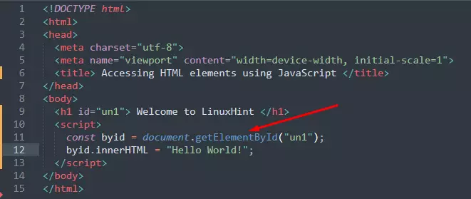 JavaScript භාවිතයෙන් HTML මූලද්‍රව්‍ය වෙත ප්‍රවේශ වන්නේ කෙසේද? 10575_1