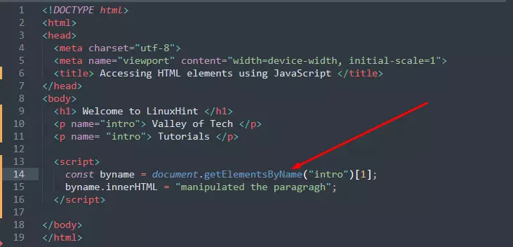 JavaScript નો ઉપયોગ કરીને HTML તત્વોને કેવી રીતે એક્સેસ કરવું 10575_3