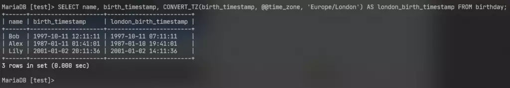 Paggawa gamit ang MySQL-MariaDB Time Zones 10618_19