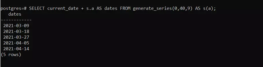 Postgresql Generate_Series para Gumawa ng Serye ng Petsa 10689_2