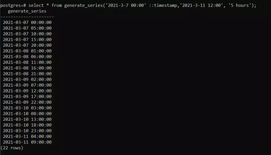 తేదీ శ్రేణిని సృష్టించడానికి Postgresql Generate_Series 10689_4