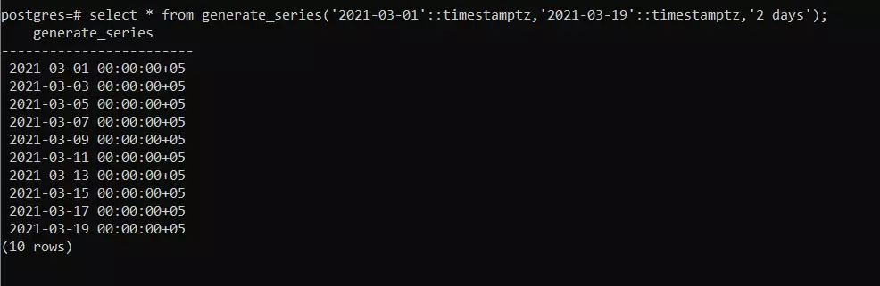 Postgresql Generate_Series lati Ṣẹda jara Ọjọ kan 10689_5