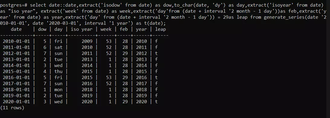 Postgresql Generate_Series για να δημιουργήσετε μια σειρά ημερομηνιών 10689_9