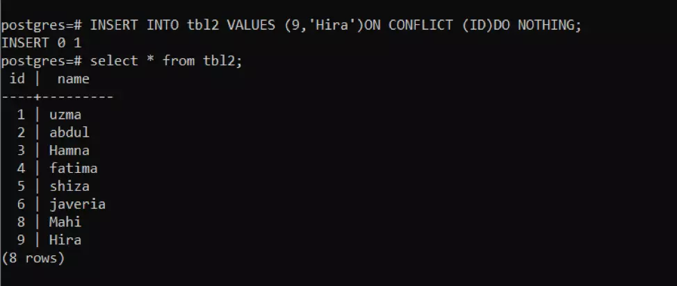 Postgresl-এ মানগুলি ইতিমধ্যেই বিদ্যমান না থাকলে সারি সন্নিবেশ করুন 10693_15