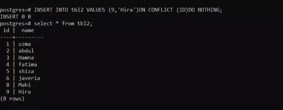 Postgresl-এ মানগুলি ইতিমধ্যেই বিদ্যমান না থাকলে সারি সন্নিবেশ করুন 10693_16