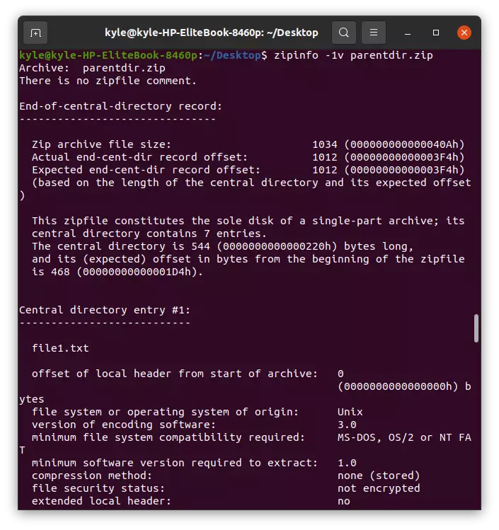 Hvordan bruke zipinfo Command i Linux 1081_5