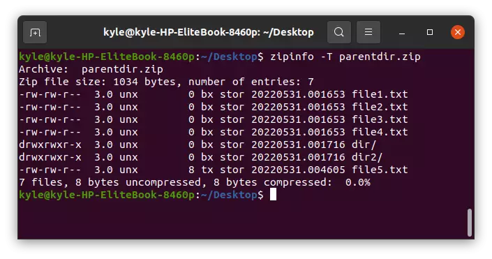 Hvordan bruke zipinfo Command i Linux 1081_7