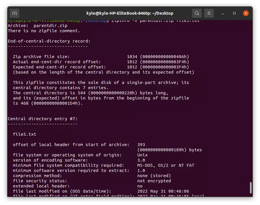 Hvordan bruke zipinfo Command i Linux 1081_9