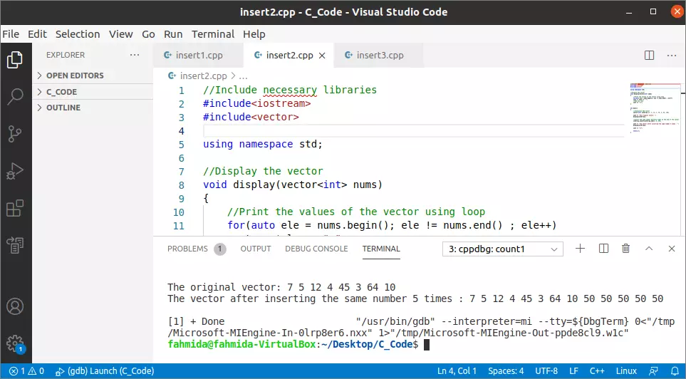 Функсияи Вектор Insert() дар C++ 10821_2