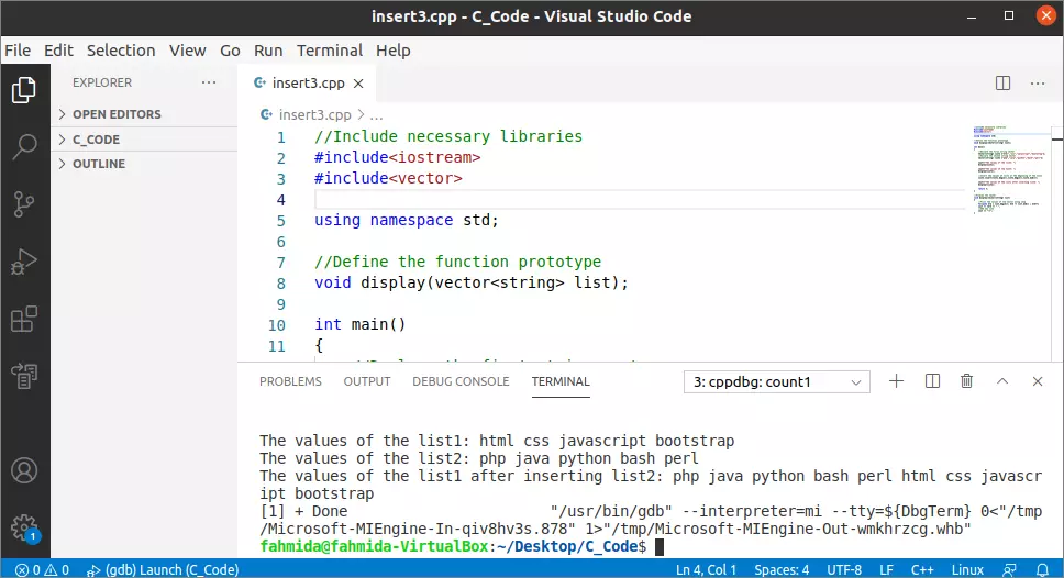 Vector Insert() Mosebetsi ho C++ 10821_3