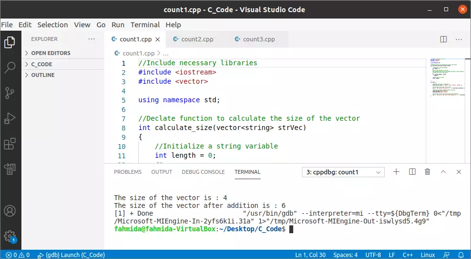 Conte o tamanho do vetor em C++ 10823_1