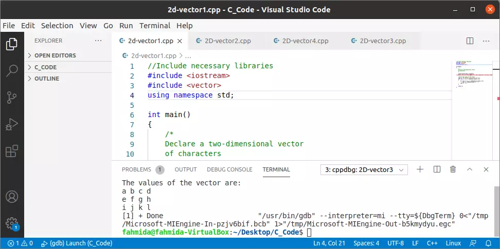 C++ ലെ 2-ഡൈമൻഷണൽ വെക്റ്റർ 10825_1