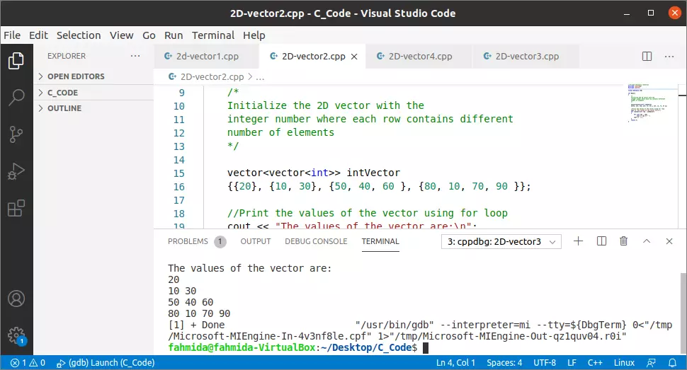 C++ ലെ 2-ഡൈമൻഷണൽ വെക്റ്റർ 10825_2