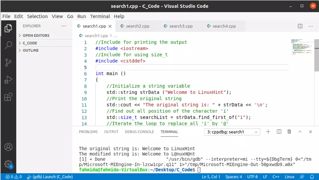 C ++ ରେ find_first_of () ଫଙ୍କସନ୍ କିପରି ବ୍ୟବହାର କରିବେ | 10836_1