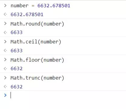 Meetodid Math.floor(), Math.ceil(), Match.trunc() ja Math.round() JavaScriptis 10853_9