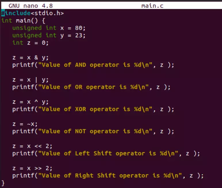 Masu aiki da Bitwise a cikin C tare da Misalai 10980_20