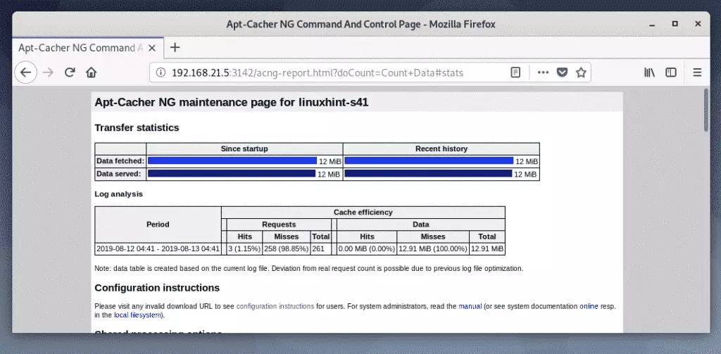 Debian 10 -pakettivälimuistipalvelimen määrittäminen Apt-Cacher-NG:n kanssa 11041_18