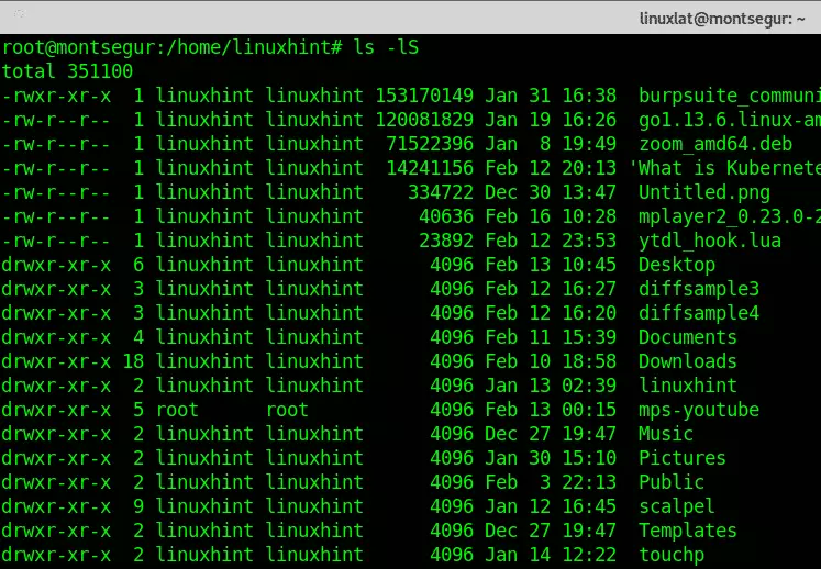 Hvordan liste filer sortert etter størrelse i Linux 11044_2