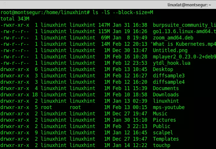 Linux'ta Boyutlarına Göre Sıralanmış Dosyalar Nasıl Listelenir 11044_5