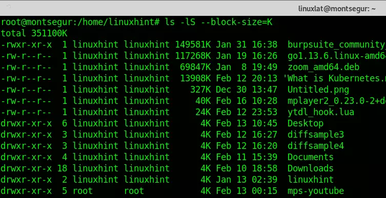 Cómo enumerar archivos ordenados por tamaño en Linux 11044_7