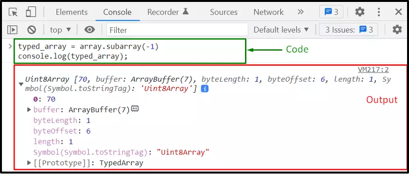 JavaScript TypedArray subarray() Yöntem 11210_5