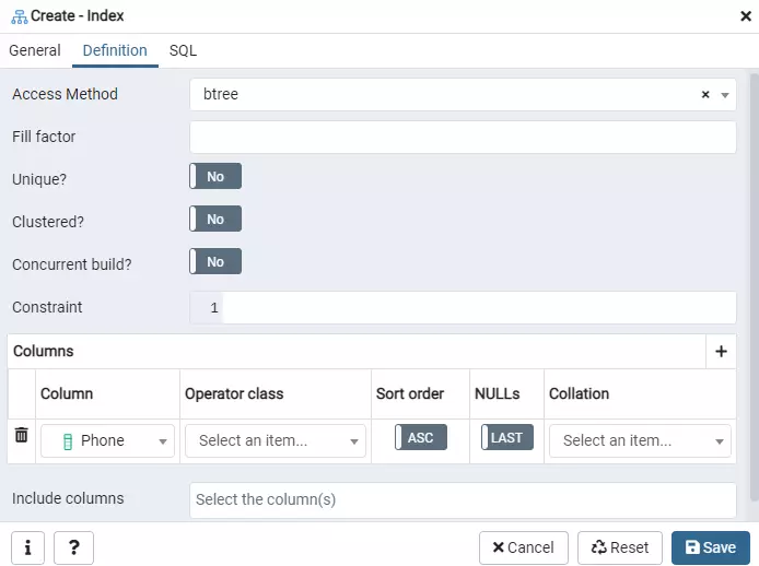 Mokhoa oa ho theha li-Indices ho PostgreSQL 11233_8