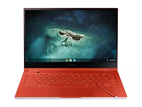 SAMSUNG Galaxy Chromebook 13.3' UHD AMOLED - HD Intel Core I-5 פּראַסעסער (256GB סטאָרידזש, 8GB RAM) - 2020 מאָדעל - יו. עס. וואָראַנטי - Fiesta Red - XE930QCA-K01US