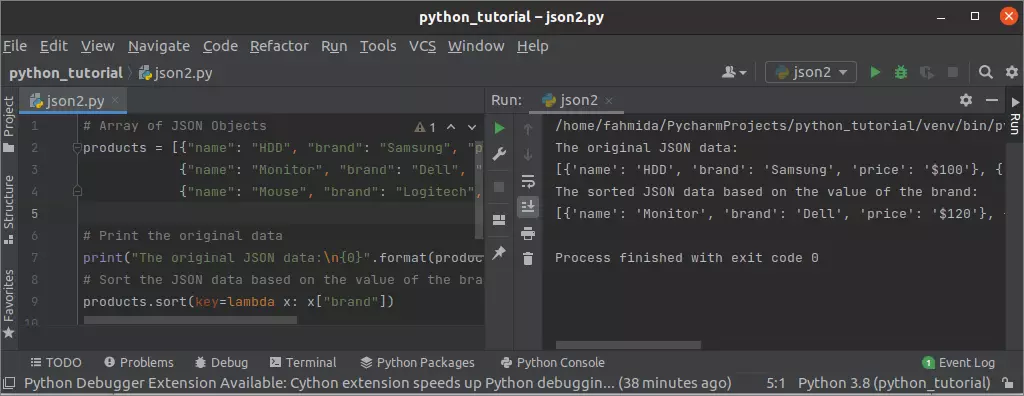 JSON-objektumok rendezése Pythonban 11312_2