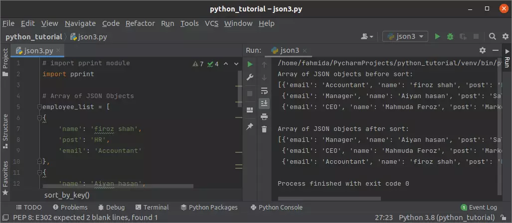 JSON-objektumok rendezése Pythonban 11312_3