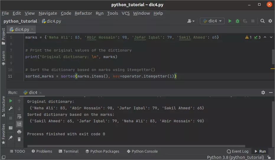 Kako sortirati rječnik u Pythonu 11313_4