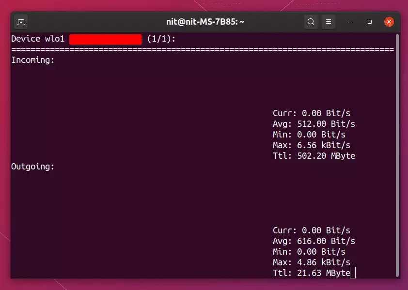 Command Line Network Speed Monitoring Apps para sa Linux 11325_10