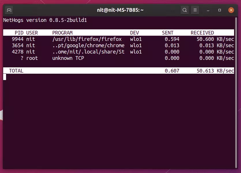 Command Line Network Speed Monitoring Apps para sa Linux 11325_7