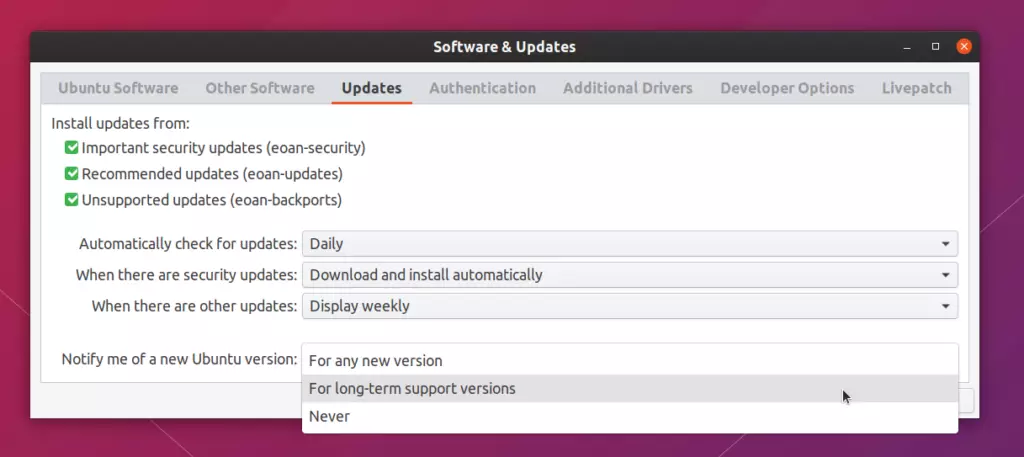 Ubuntu ဗားရှင်းအသစ်သို့ အဆင့်မြှင့်တင်နည်း 11326_3
