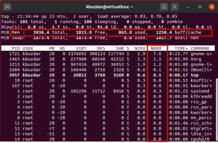 Linux တွင် RAM ကိုဘယ်လိုစစ်ဆေးမလဲ။ 11413_4