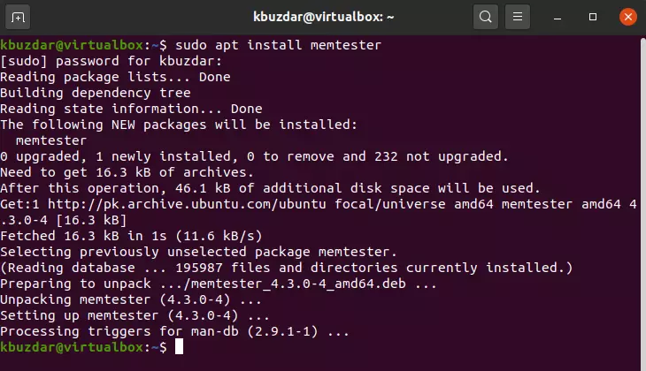 Kaip paleisti „Memtest“ Ubuntu 20.04 11414_4