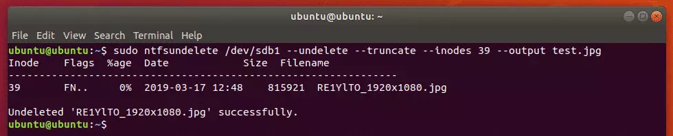 Аднаўленне выдаленых файлаў з дыска Windows NTFS з дапамогай Live Ubuntu DVD 11443_26