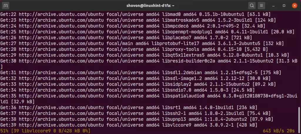 قم بتثبيت برامج ترميز الوسائط المتعددة Ubuntu 20.04 LTS 11536_16